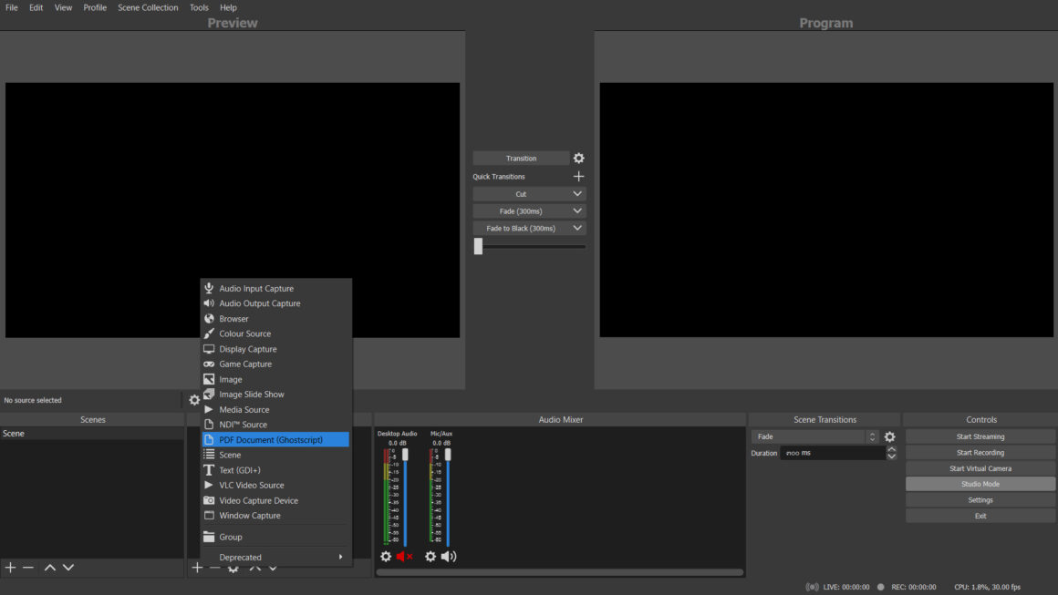 แสดงไฟล์ PDF ใน OBS Studio ด้วย Ghostscript – SIDEPROJECT